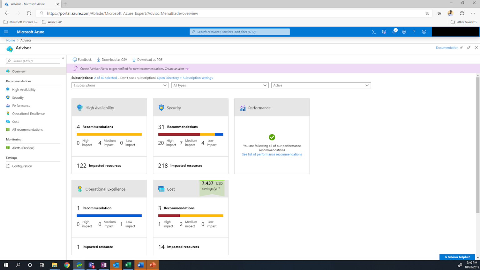 Using Azure Advisor to Optimize Cost, Performance & Security